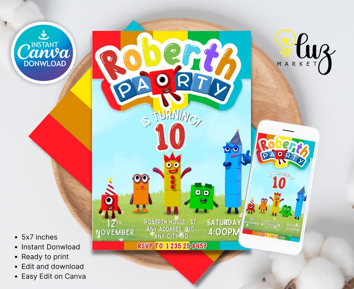 Numberblocks Invitation Number Blocks Invitation Numberblocks Birthday ...