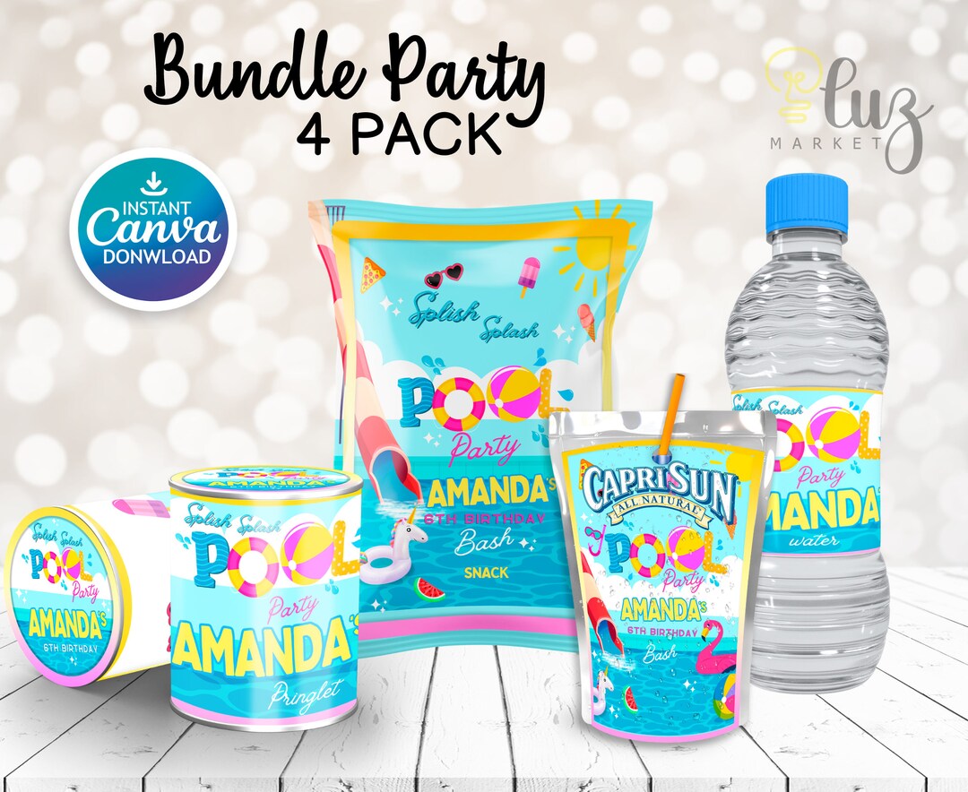 Kids Birthday Party Bundle Kit, Template Printable, Kids Birthday Chip ...