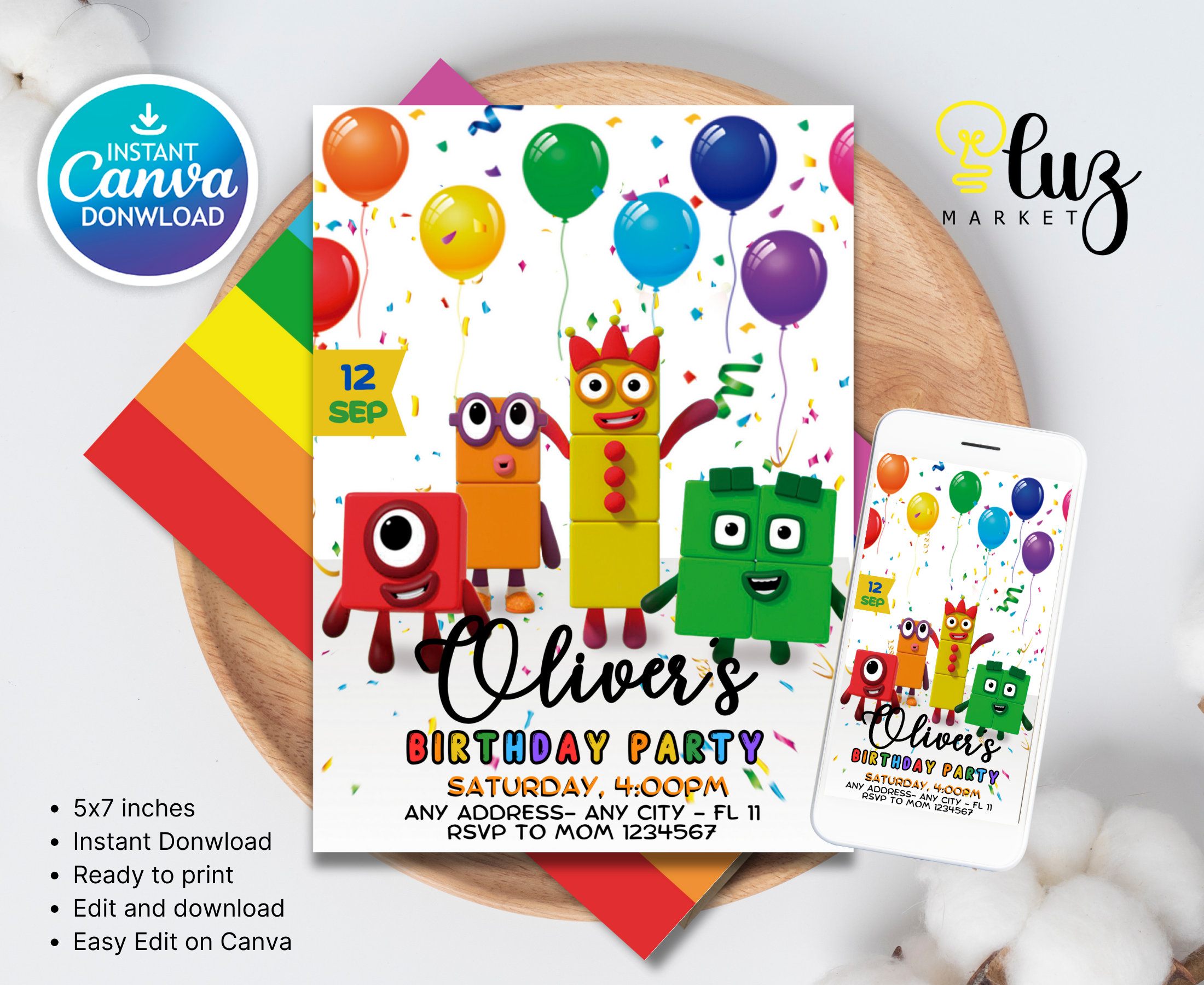 Numberblocks Invitation Number Blocks Invitation Numberblocks Birthday ...