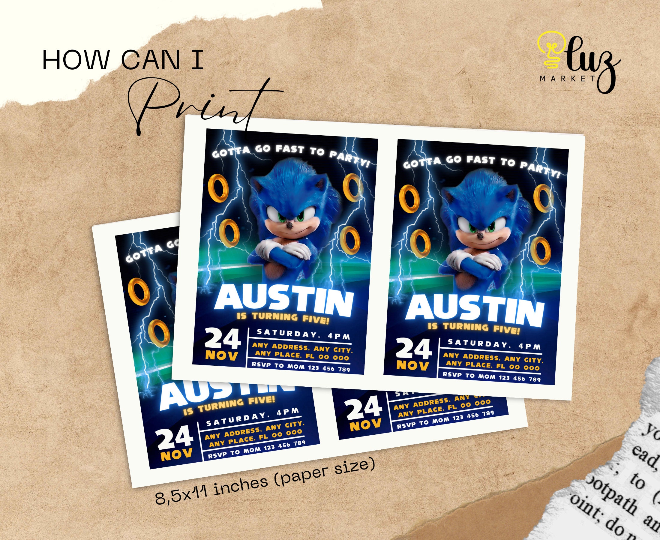 Sonic Invitation Sonic Birthday Invitation Sonic Party Invite Printable ...