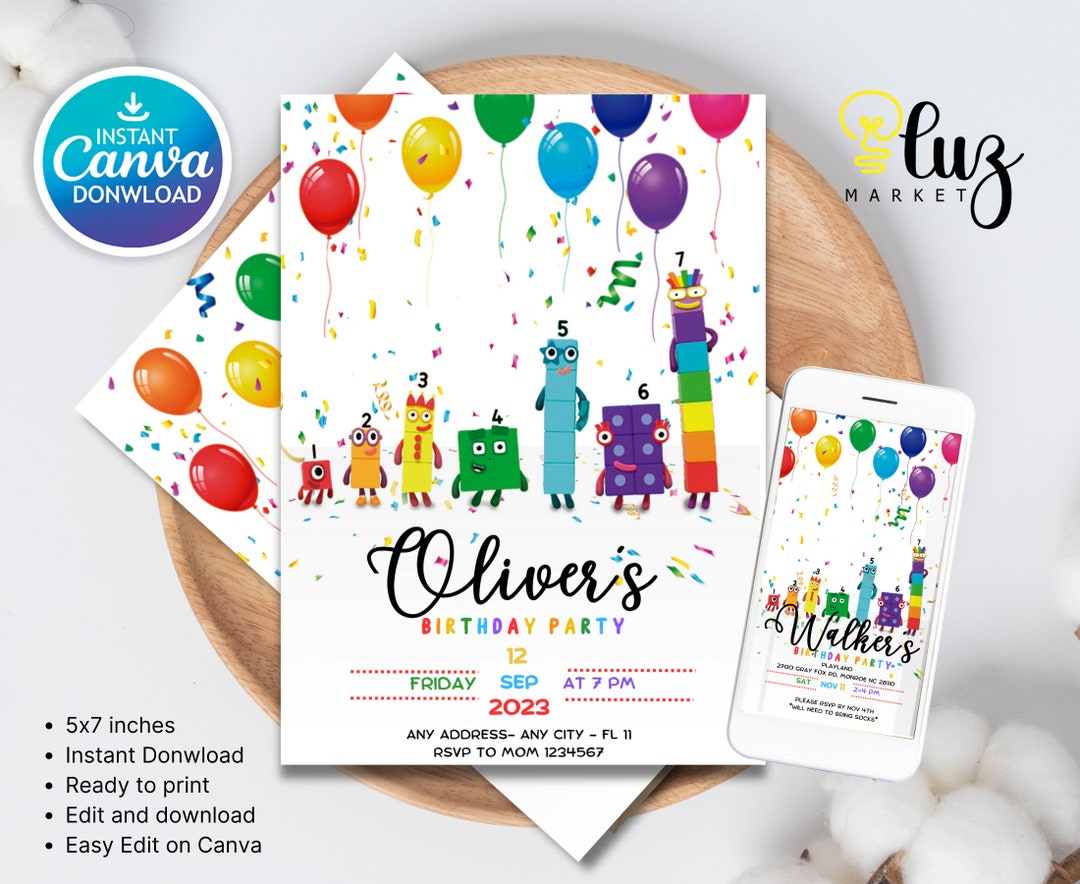 Numberblocks Invitation Number Blocks Invitation Numberblocks Birthday ...