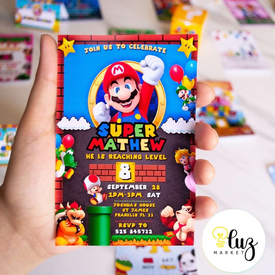 Invitación de cumpleaños de Mario Bros / Invitación de cumpleaños de ...