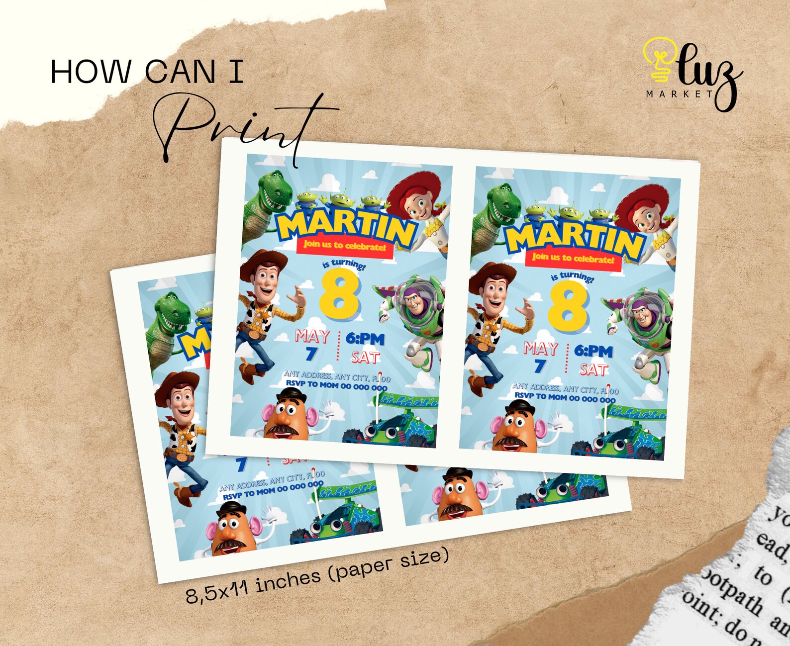 Editable Toy Story Invitation, Toy Story Birthday, Party Buzz Lightyear ...