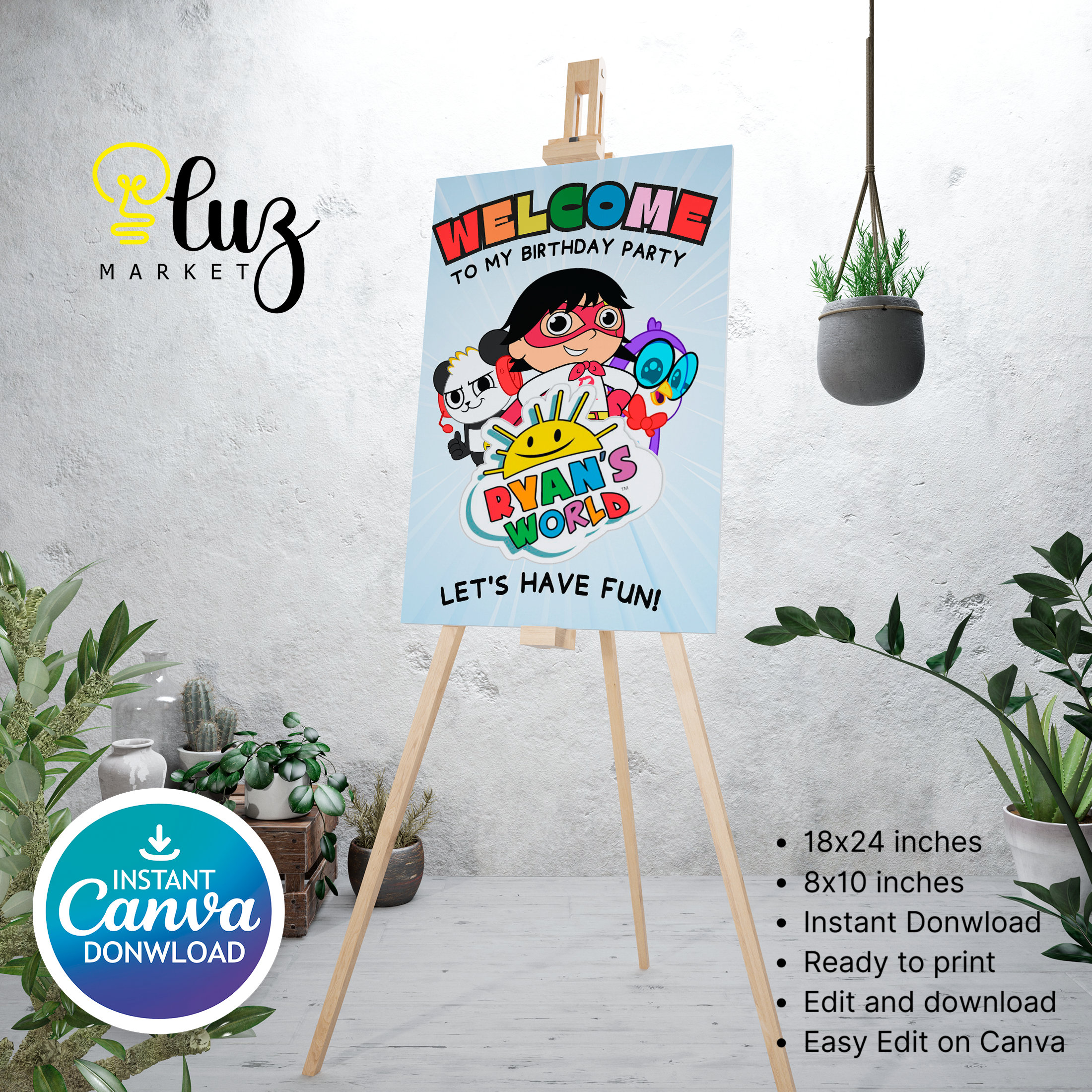 Digital & Printable Birthday Ryan Party Welcome Custom Personalized ...