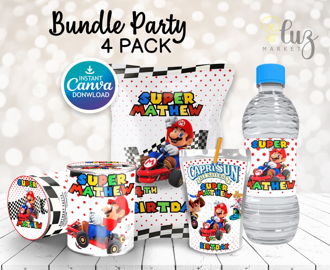 Editable Super Mario Kart Kids Party Bundle Kit, Template Printable ...
