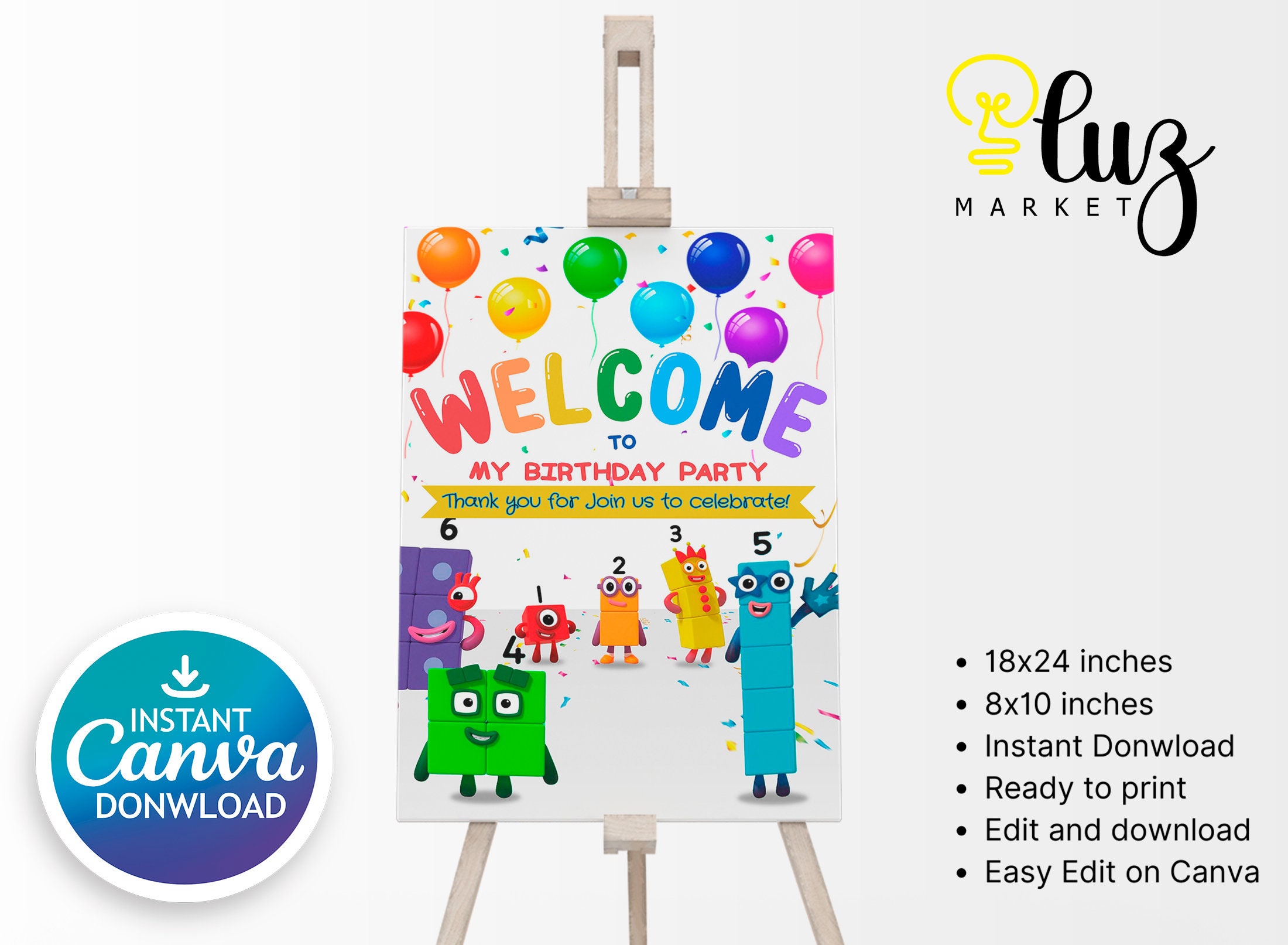 Numberblocks Welcome Sign Number Blocks Birthday Sign Numberblock ...