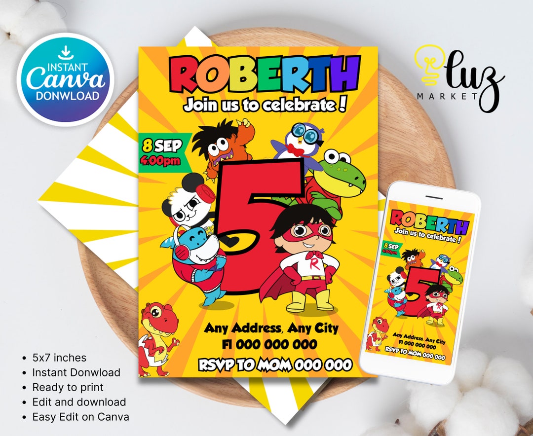 Digital & Printable Birthday Ryan Party Invitation | Custom ...