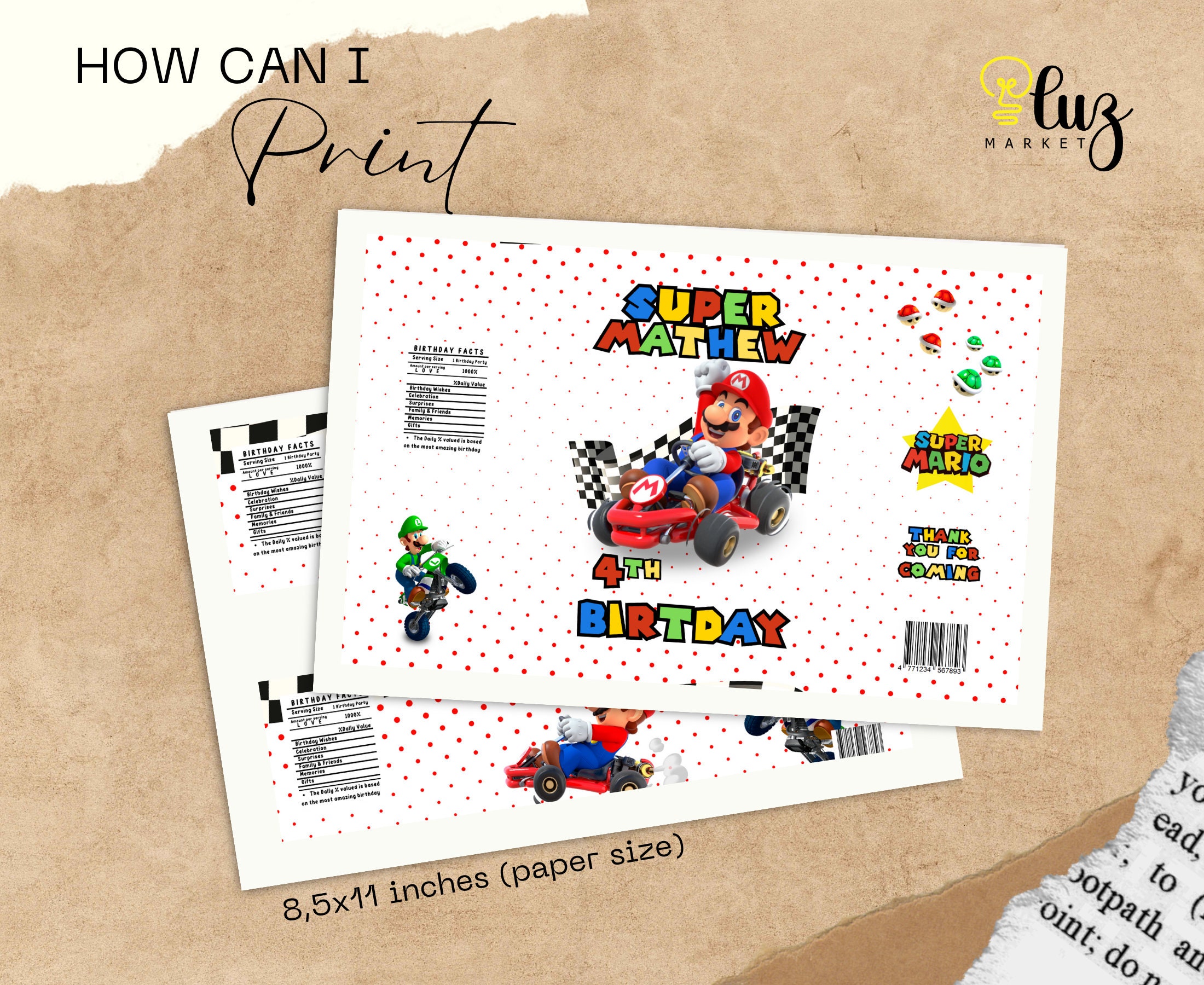 Kit editable de Super Mario Kart Kids Party Bundle, plantilla ...