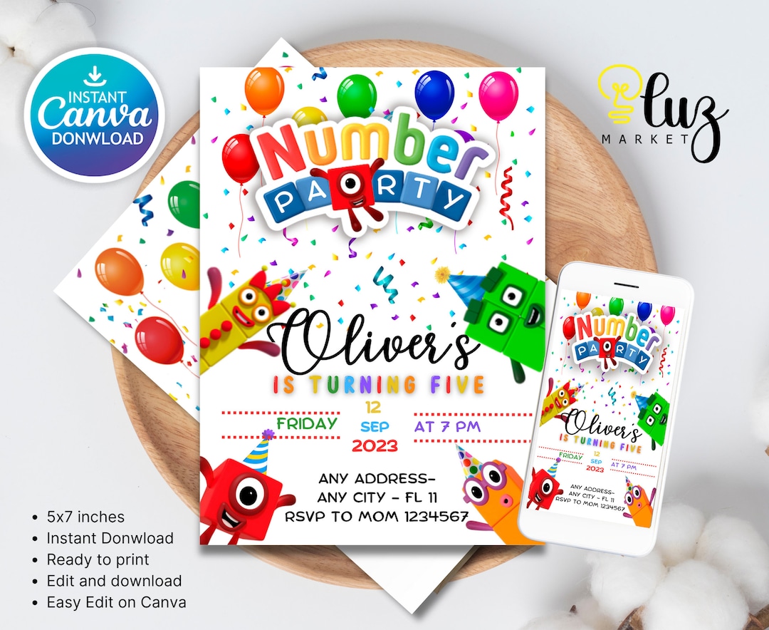 Numberblocks Invitation Number Blocks Invitation Numberblocks Birthday ...