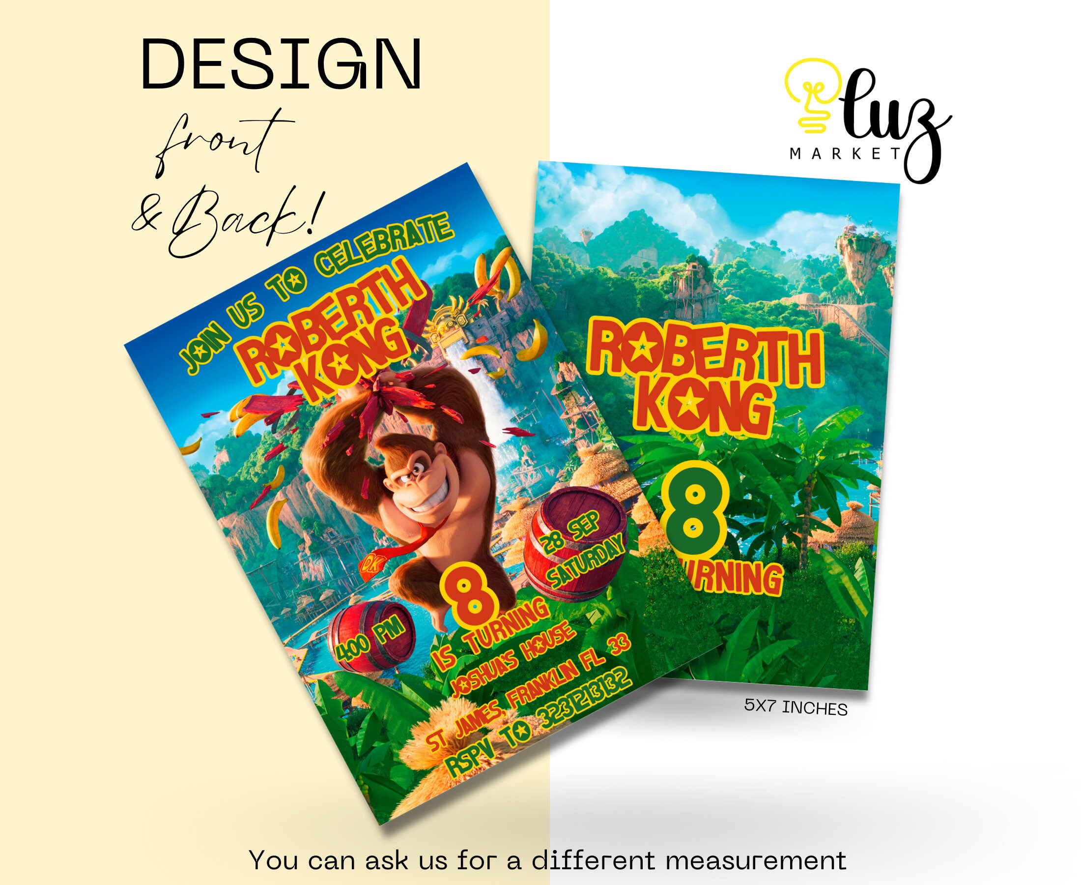 Donkey Kong Birthday Invitation Birthday Invitation Super Mario ...