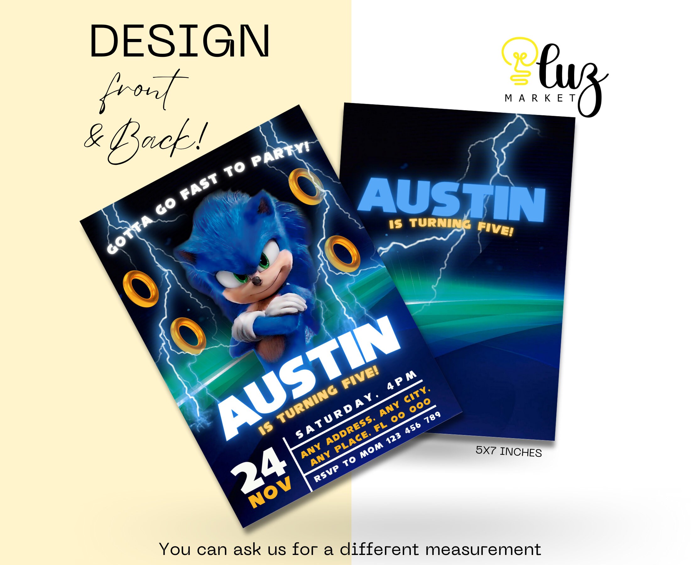 Sonic Invitation Sonic Birthday Invitation Sonic Party Invite Printable ...
