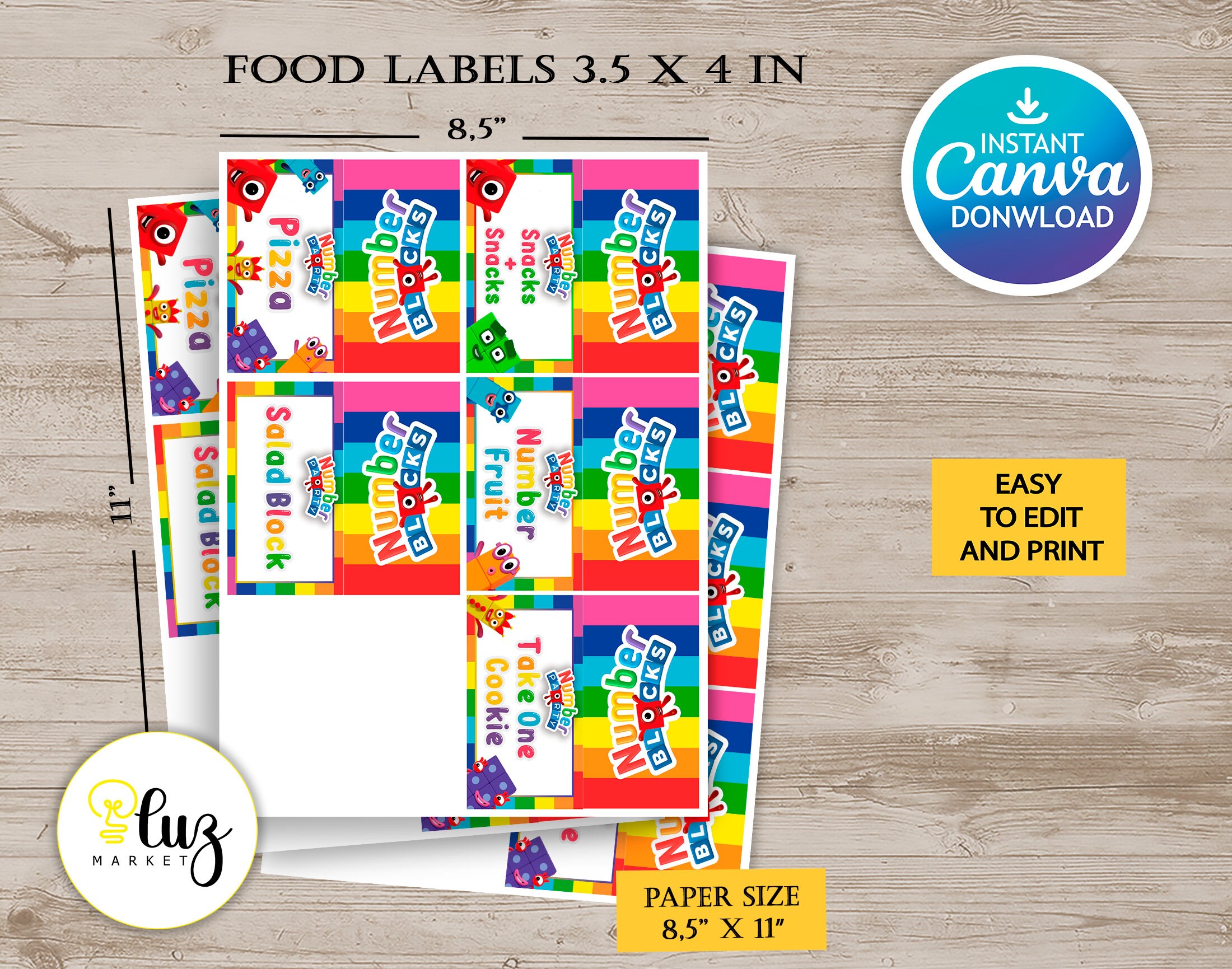 Numberblocks Food Labels Instant Digital Download Different Characters ...