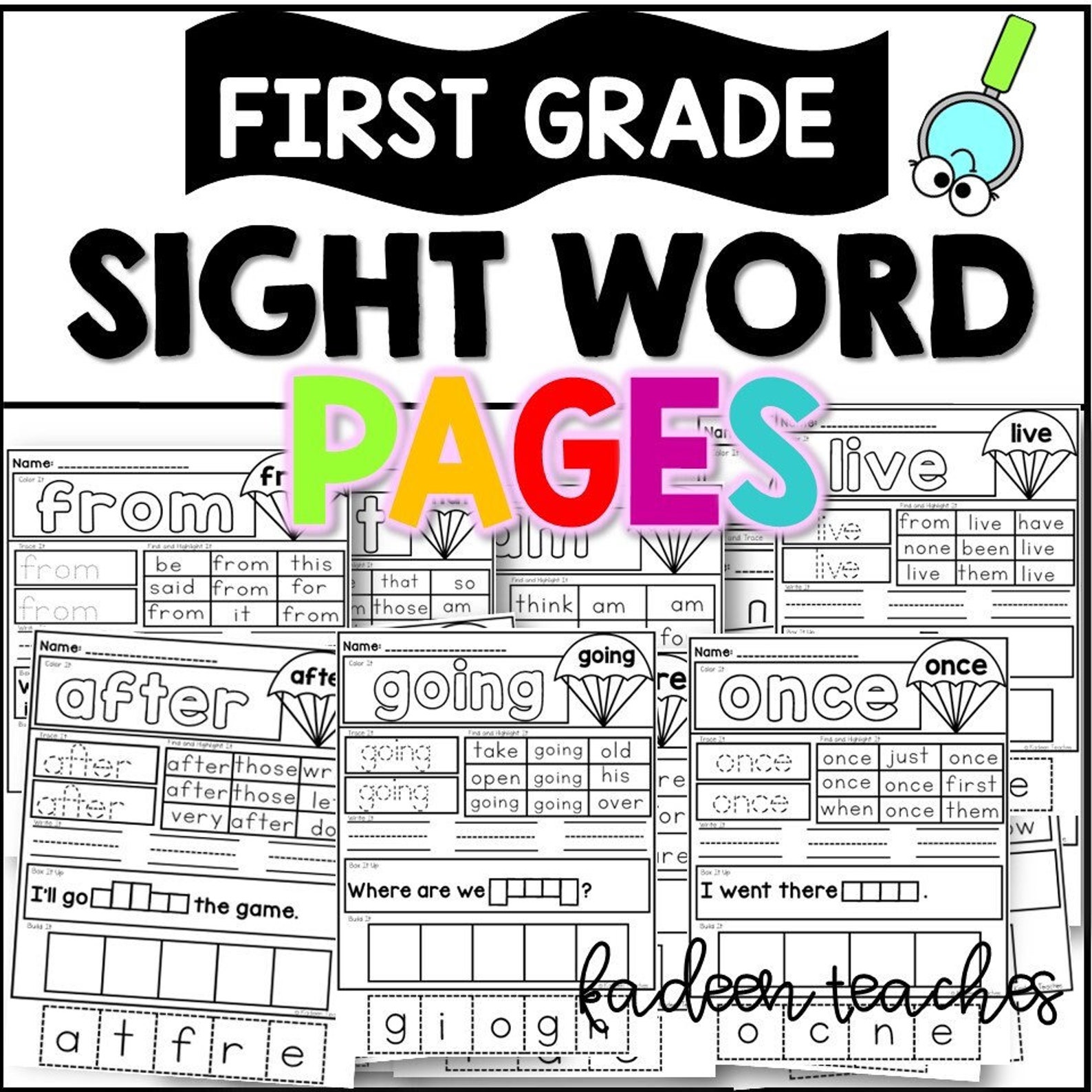 Sight Word Activity Pages-first Grade Word List - Etsy