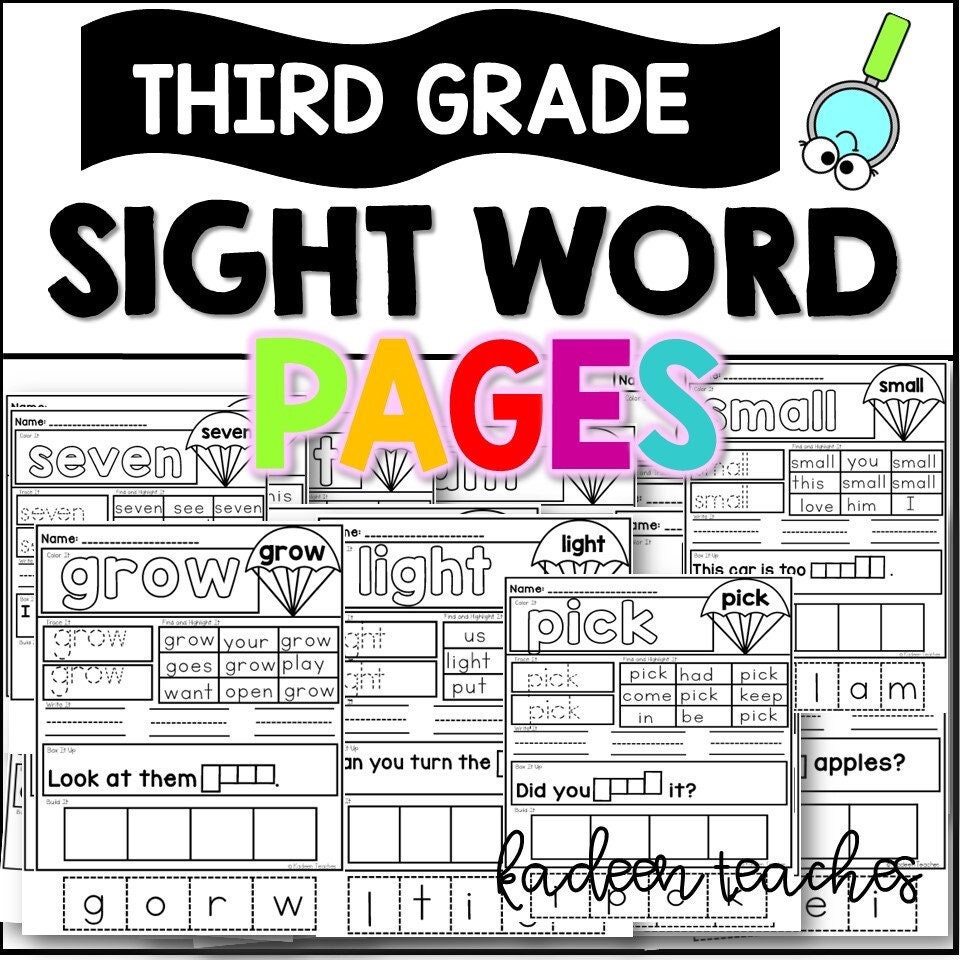 Sight Word Activity Pages-3rd Grade Word List - Etsy