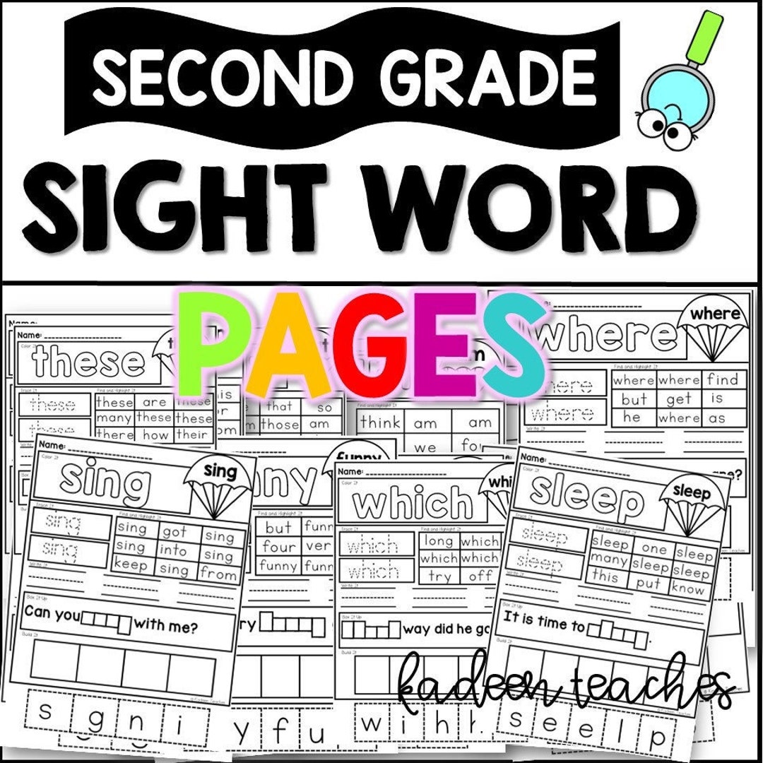 Sight Word Activity Pages- Second Grade Word List - Etsy