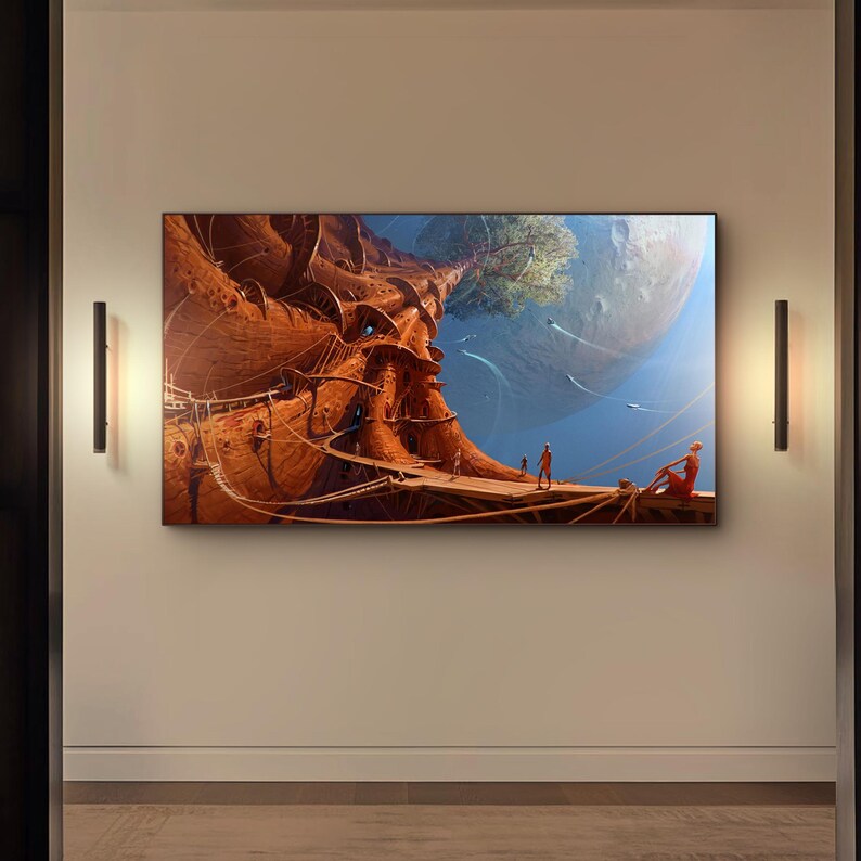 Supertree Village, Printable Wall Art, Supertree Digital Painting for ...