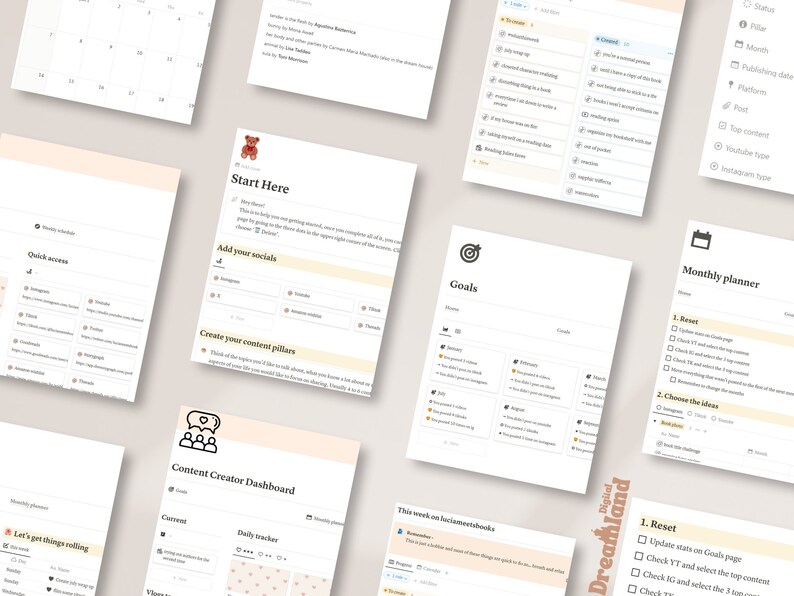Content Creation 2024 Notion Dashboard, Social Media Content Planner, Aesthetic Notion Template ...