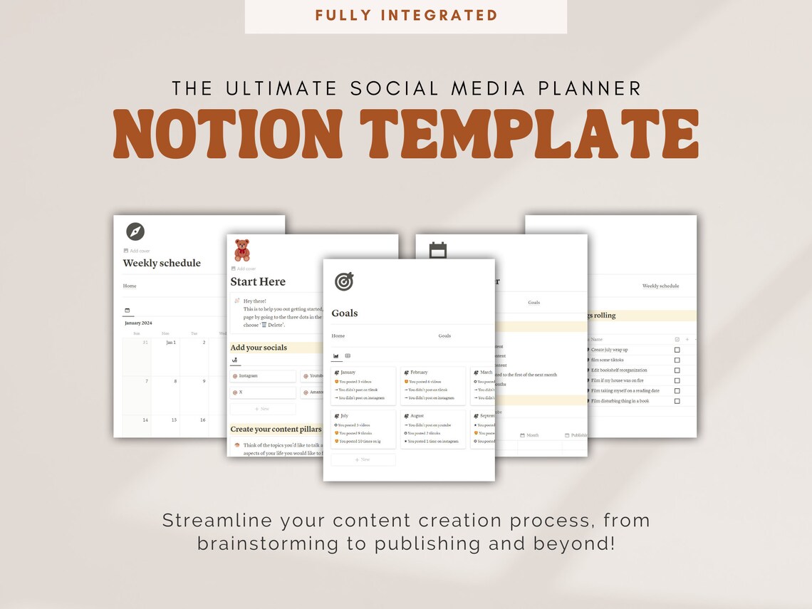 Content Creation 2024 Notion Dashboard, Social Media Content Planner, Aesthetic Notion Template ...