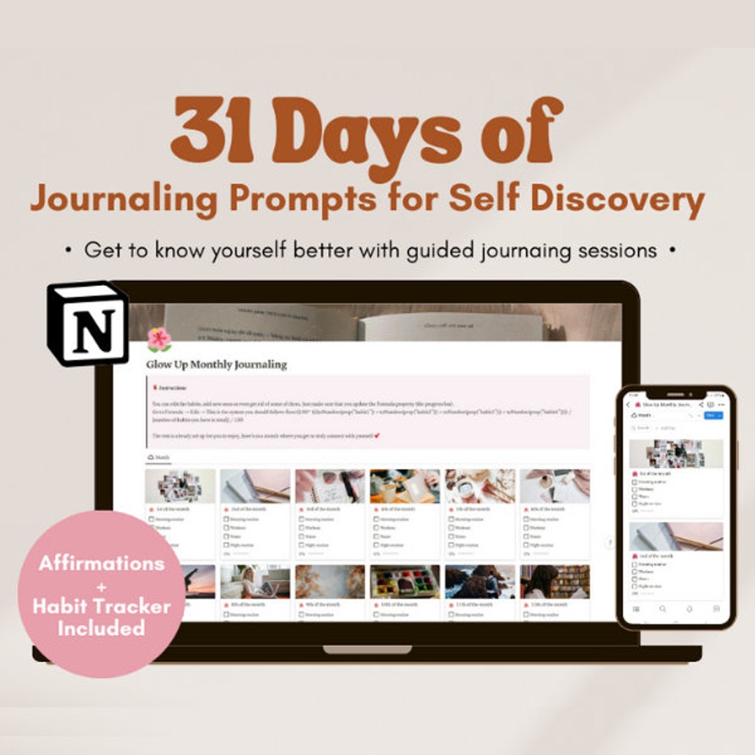 Self Discovery Journaling Prompts Notion Template, Notion for Self ...