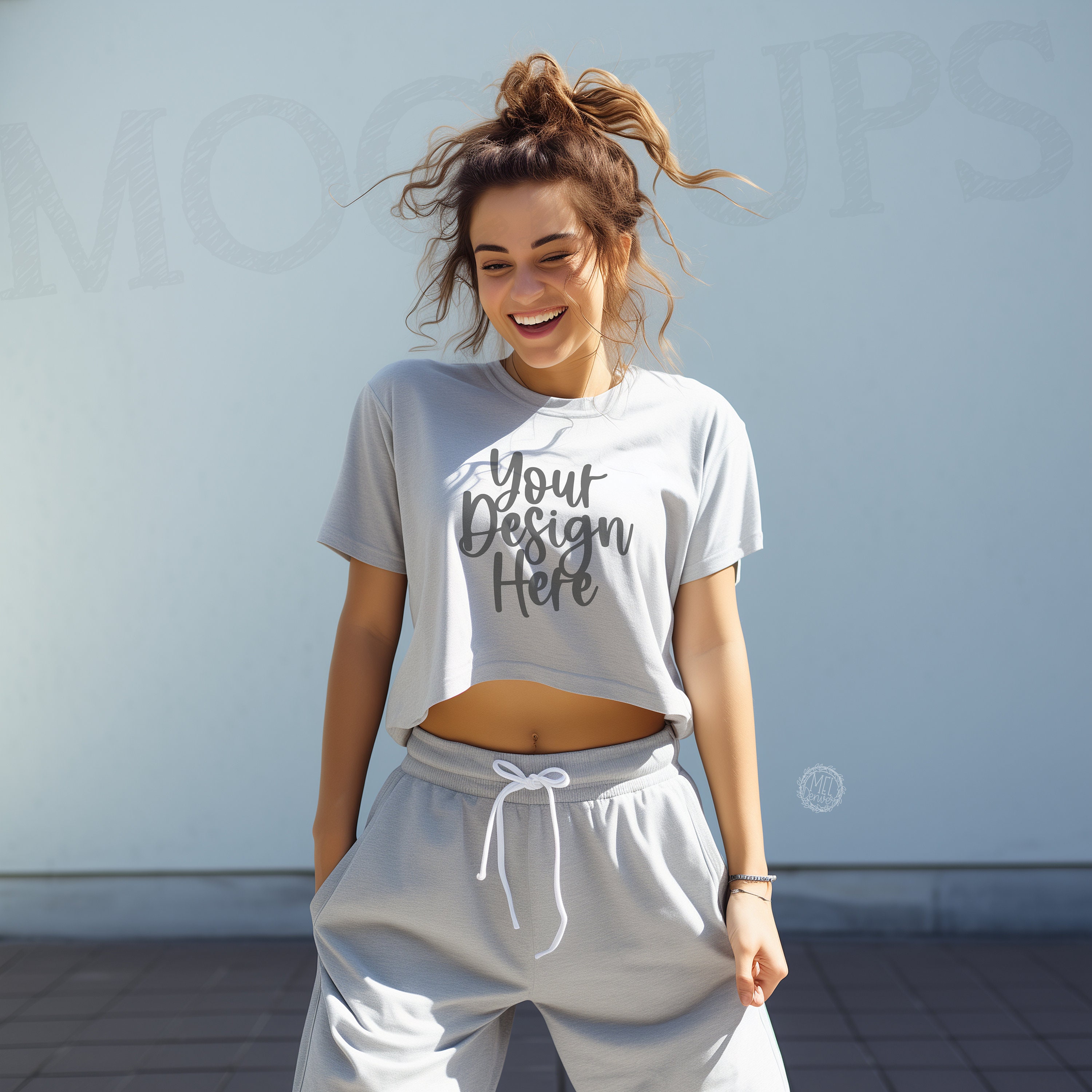 Next Level 1580 Ideal Crop Top Mockup Light Gray Cropped Tee Mockup ...