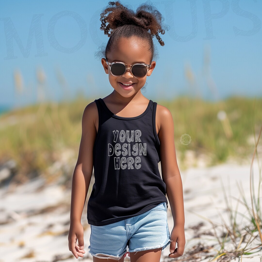 Bella Canvas 3480 Youth Tank Mockup Girl / Child Black Tank Mock-up ...