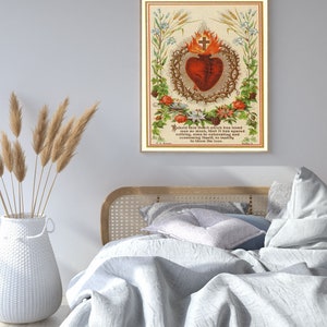 Vintage Sacred Heart Print: Catholic Wall Art, Antique Decor, Catholic ...
