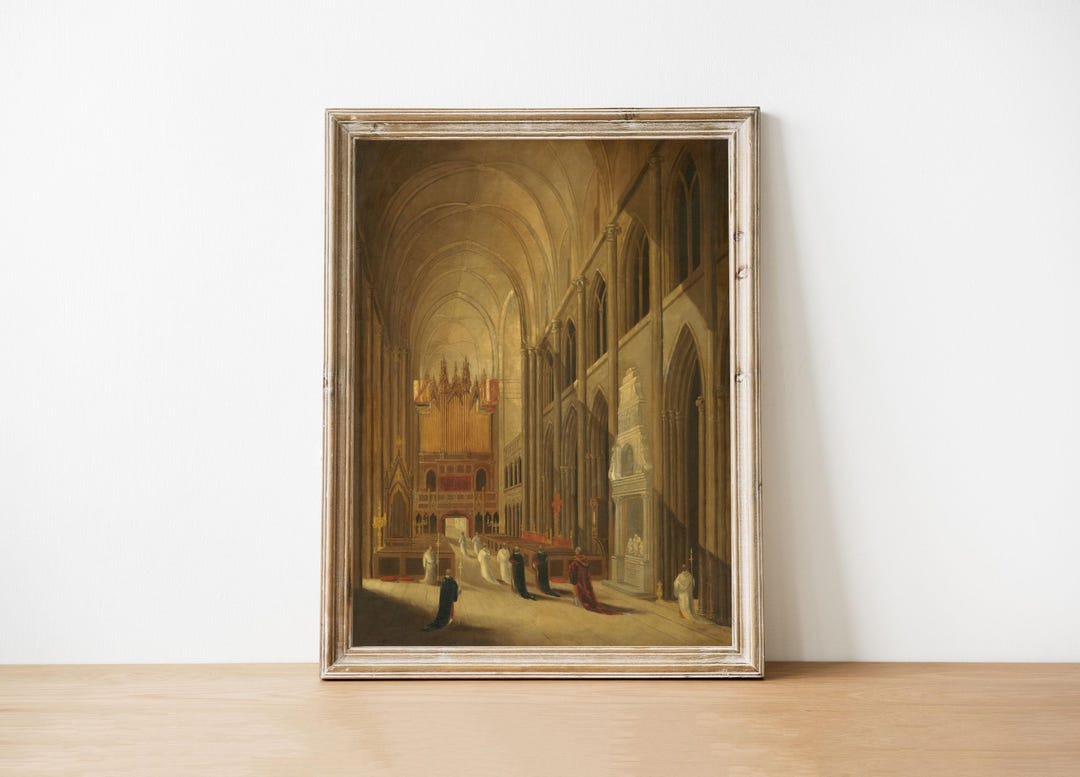 Going to Catholic Mass Oil Painting: Catholic Wall Art, Antique Decor ...