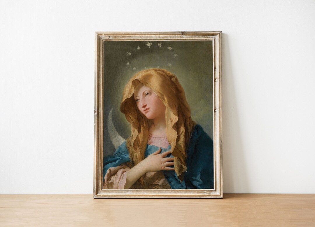 Virgin Mary Oil Painting, Catholic Art, Virgin Mary Portrait Painting ...