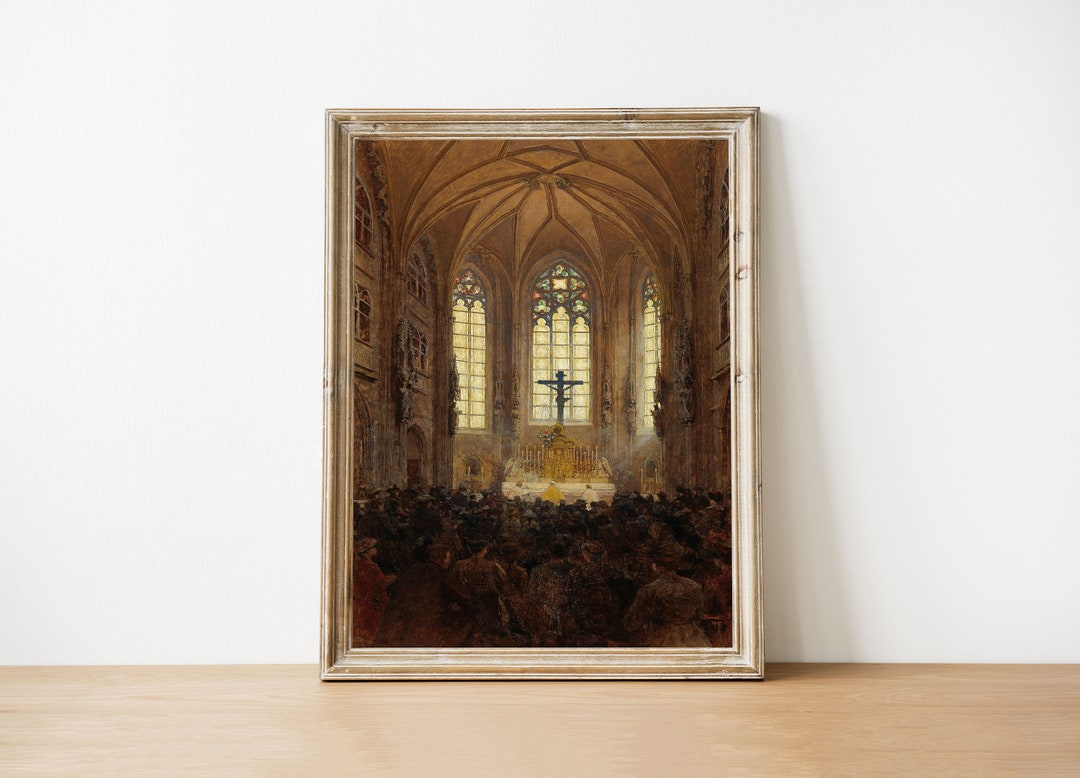 Catholic Mass Oil Painting: Catholic Wall Art, Antique Decor, Religious ...