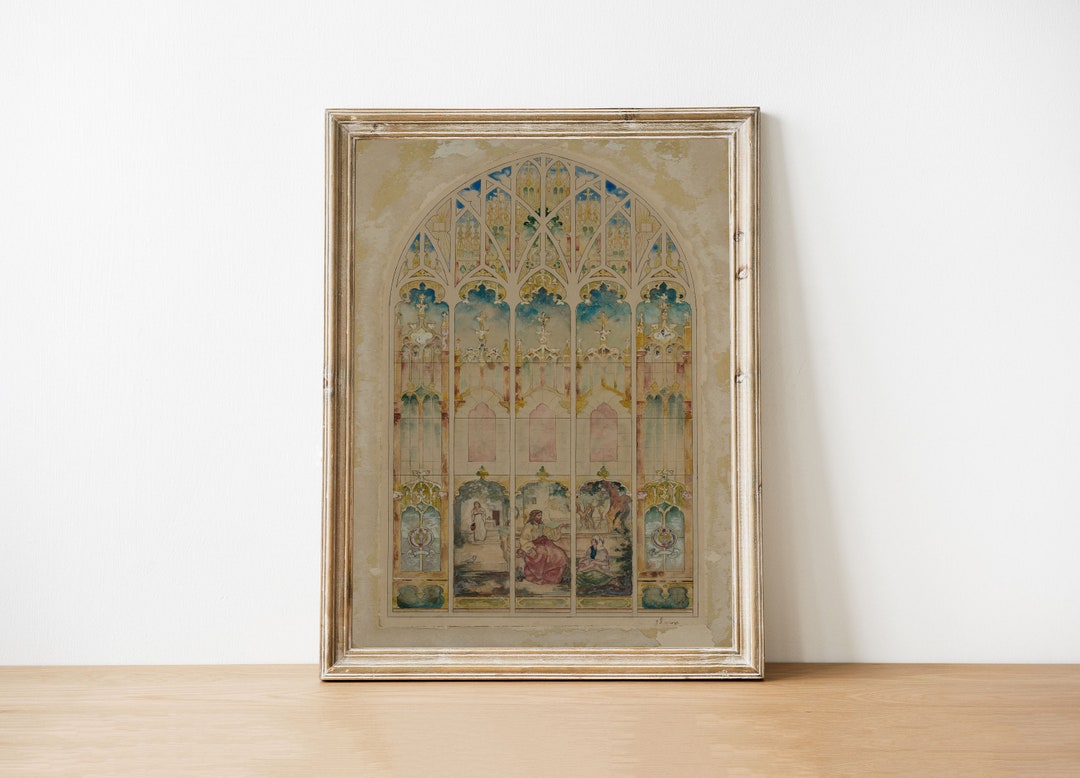 Chapel Stained Glass Window Painting: Catholic Art, Watercolor Print ...