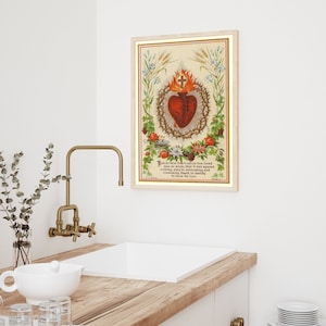 Vintage Sacred Heart Print: Catholic Wall Art, Antique Decor, Catholic ...