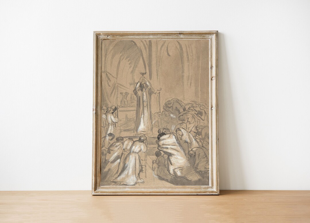 Antique Catholic Mass Print: Catholic Wall Art, Neutral Decor ...