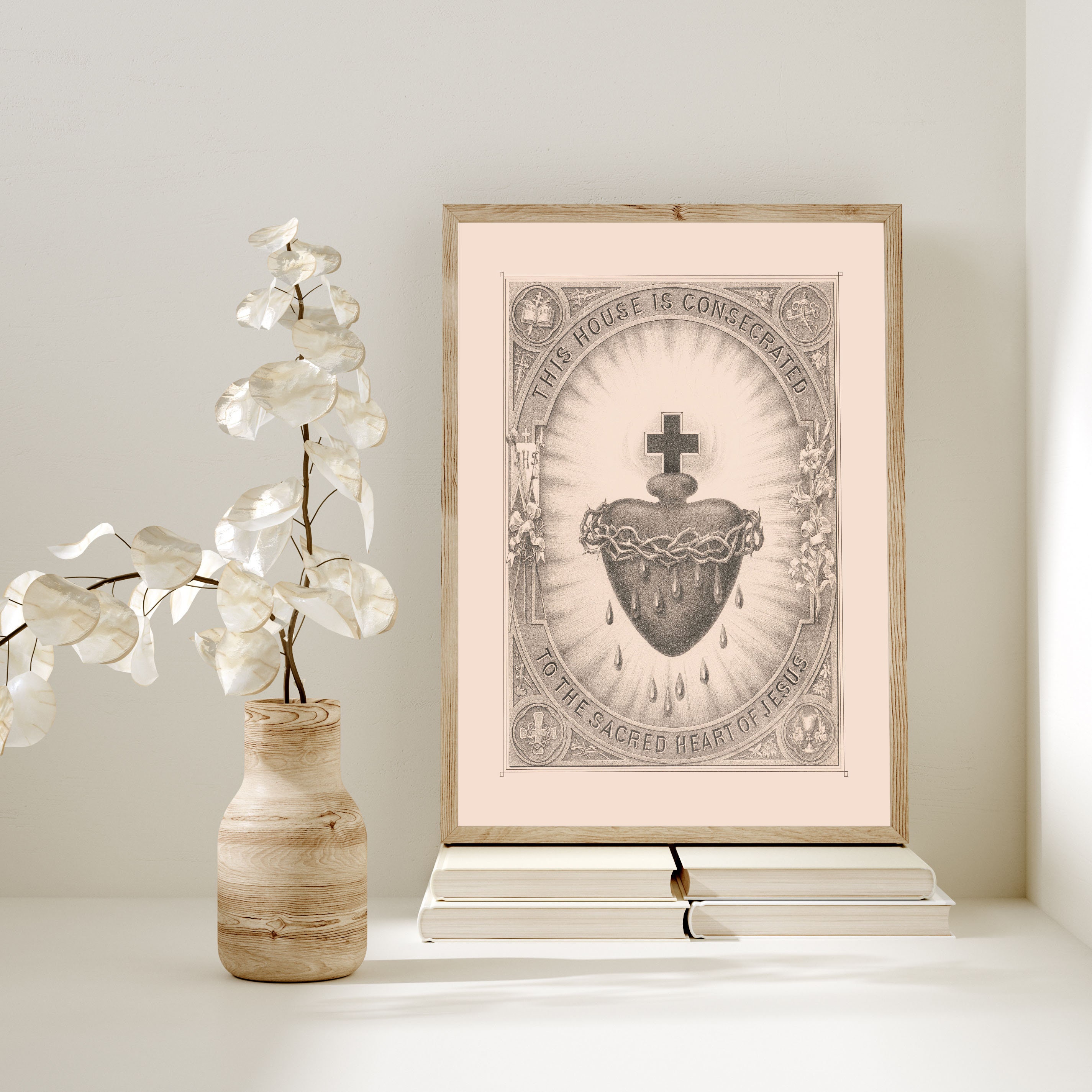 Sacred Heart Print, Vintage Sacred Heart Art, Sacred Heart of Jesus ...