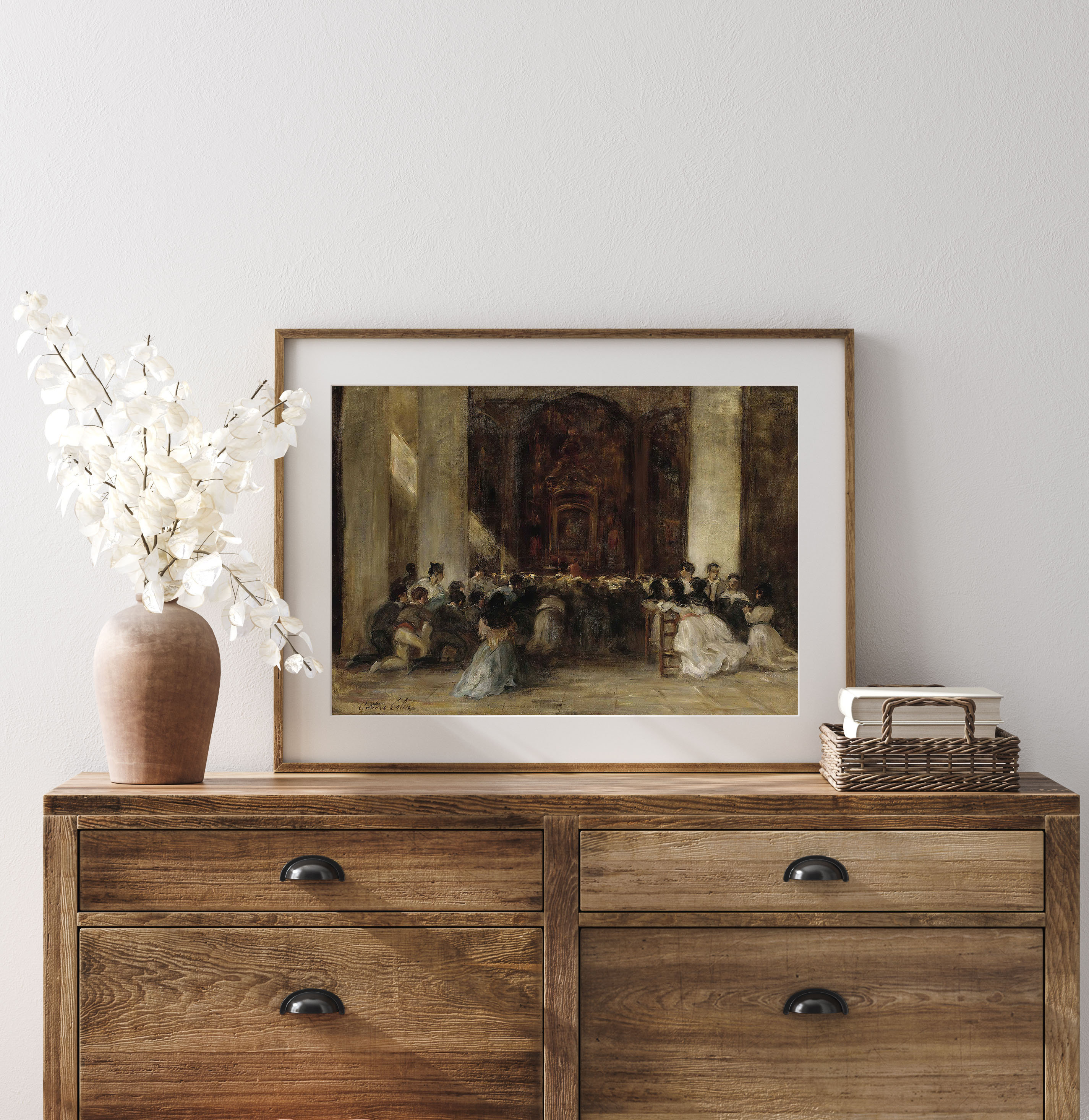 Vintage Catholic Mass Oil Painting, Catholic Art Print, Traditional ...