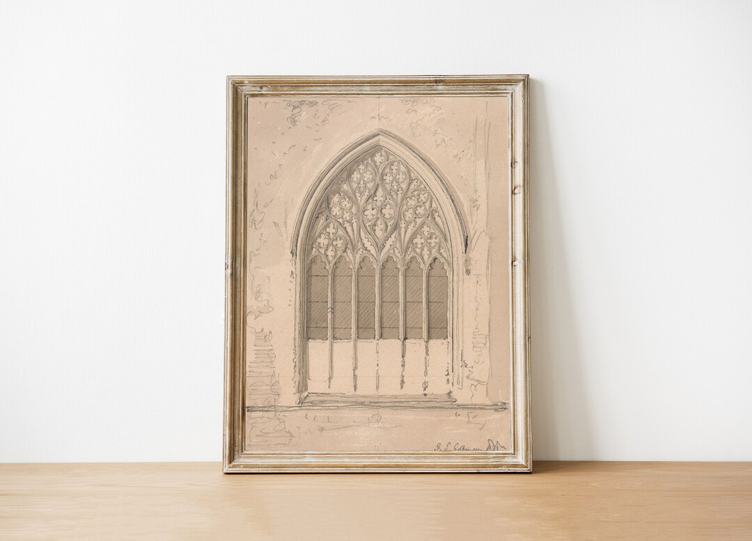 Church Window Sketch Print: Catholic Art, Neutral Wall Art, Rustic Home ...
