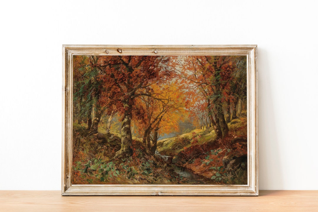Forest Glade in Autumn Landscape Oil Painting, Fall Wall Art, Printable ...