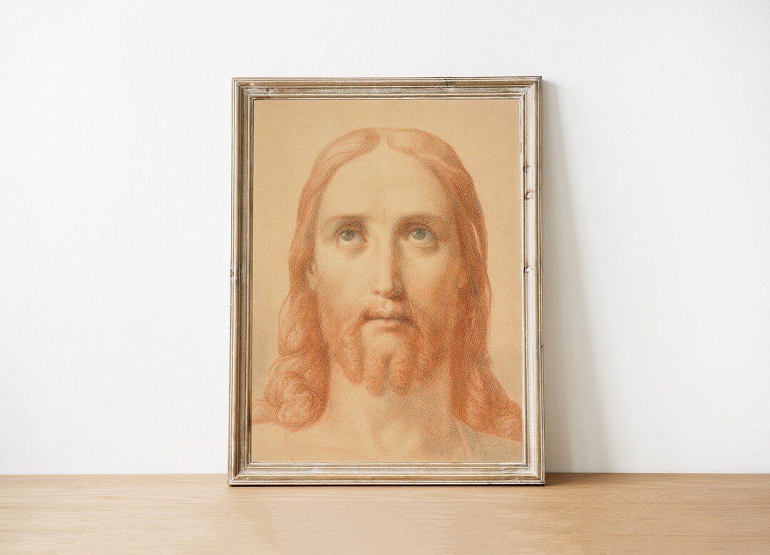 Jesus Christ Portrait Print: Catholic Art, Neutral Wall Art, Antique ...