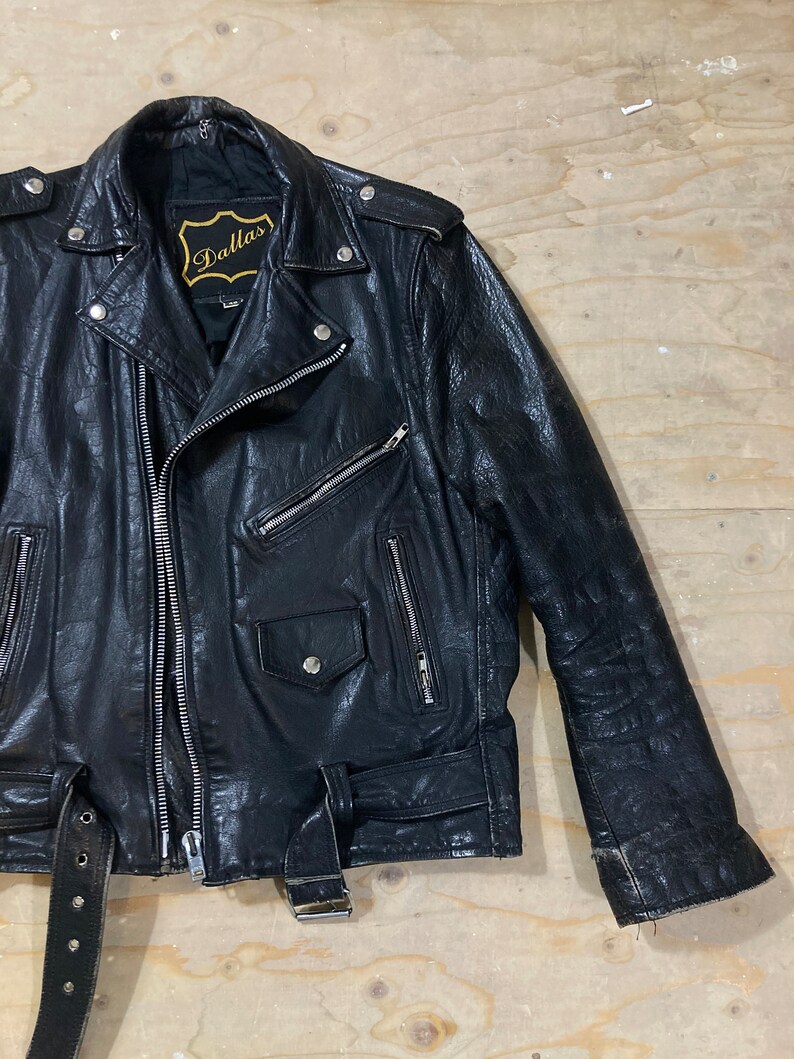 Vintage Leather Biker Jacket - Etsy
