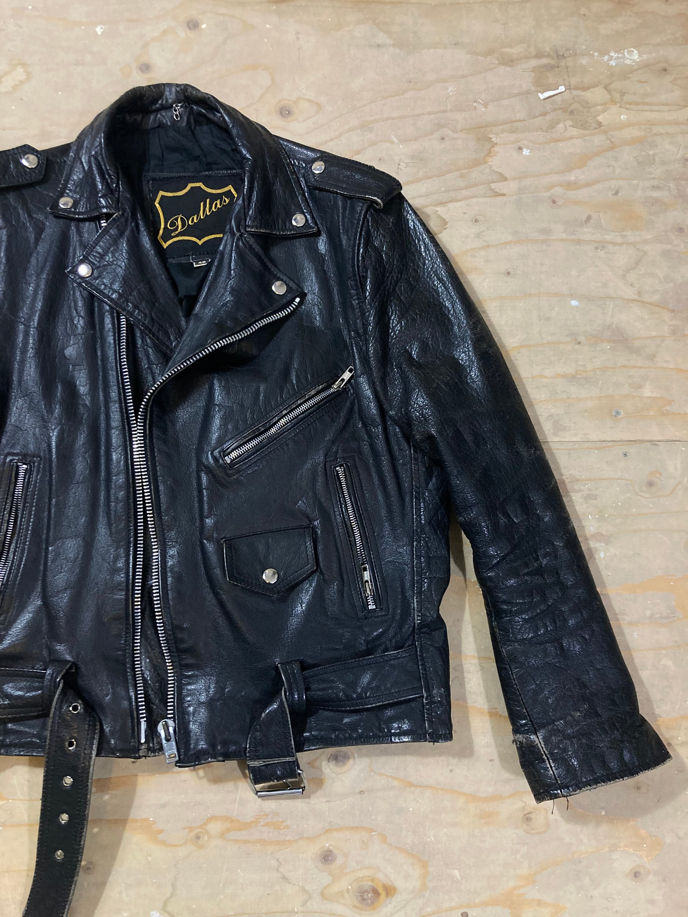 Vintage Leather Biker Jacket - Etsy