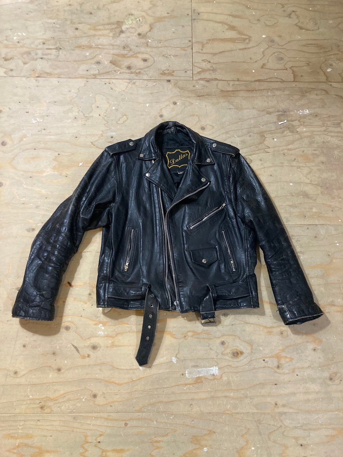Vintage Leather Biker Jacket - Etsy