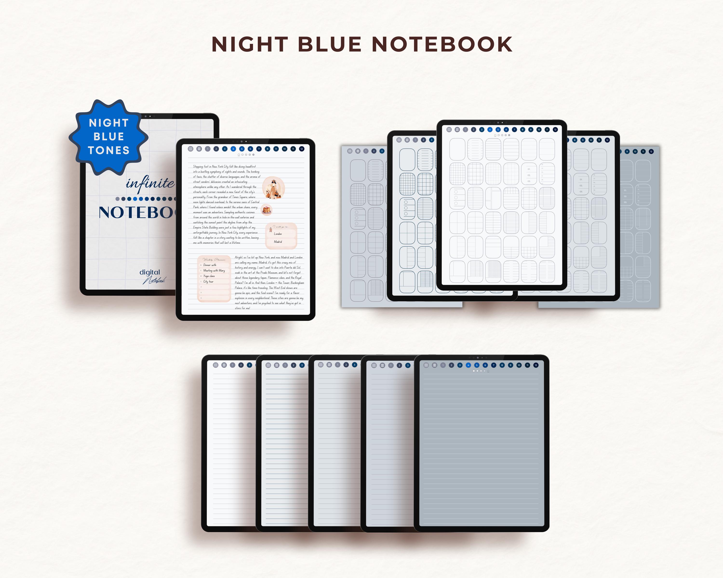 Hyperlinked Digital Notebook Bundle: 5 Color Themes, 36 Paper Styles ...