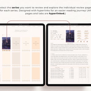 Reading Journal Hyperlinked Pages 240 Books 60 Series Capacity Digital ...