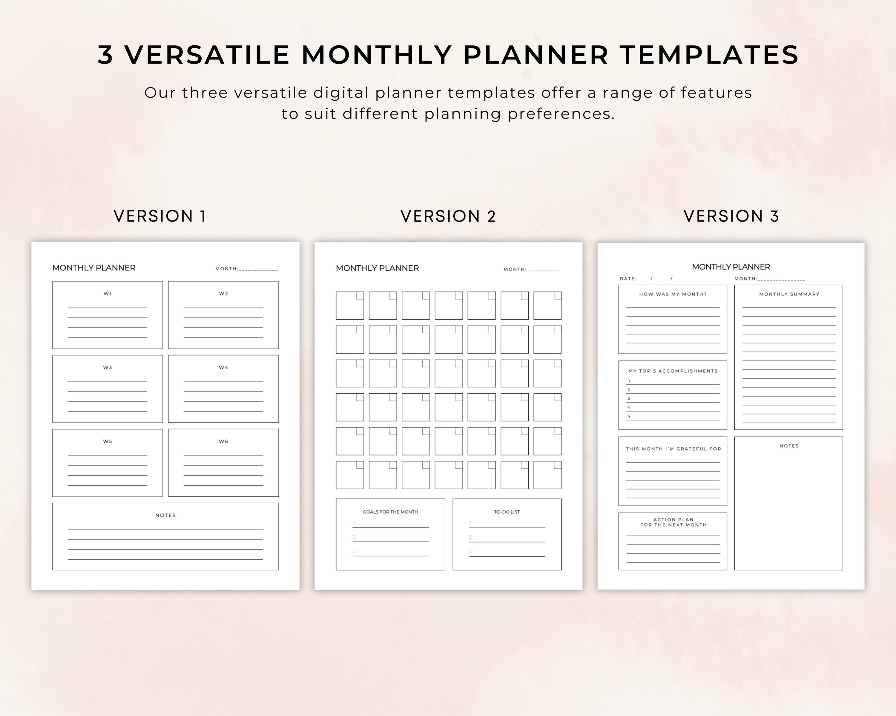Monthly Planner Template, Monthly Agenda, To-do List, Digital Planner ...