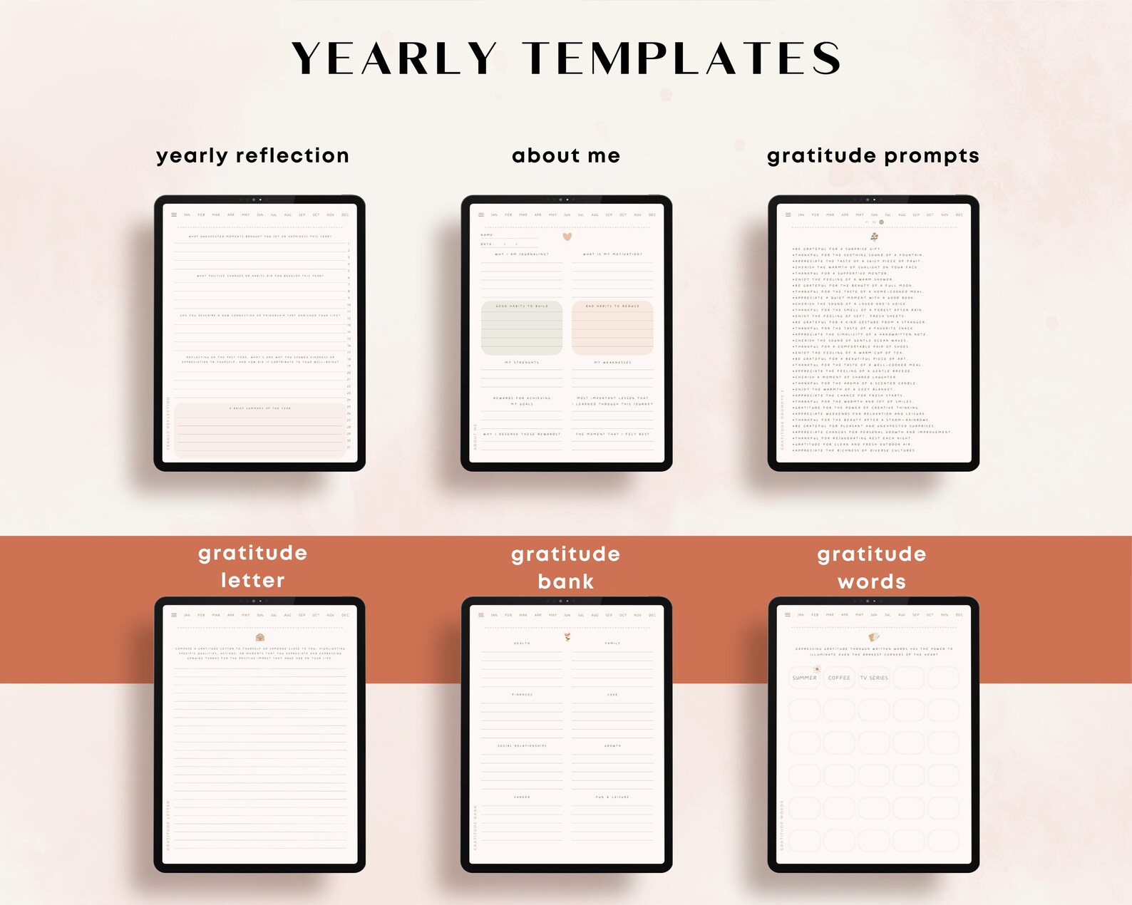 Gratitude Journal Printable Undated Hyperlinked Pages Daily iPad Pro ...