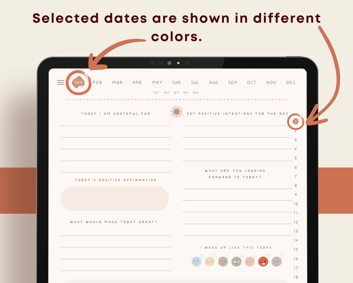 Gratitude Journal Printable Undated Hyperlinked Pages Daily iPad Pro ...