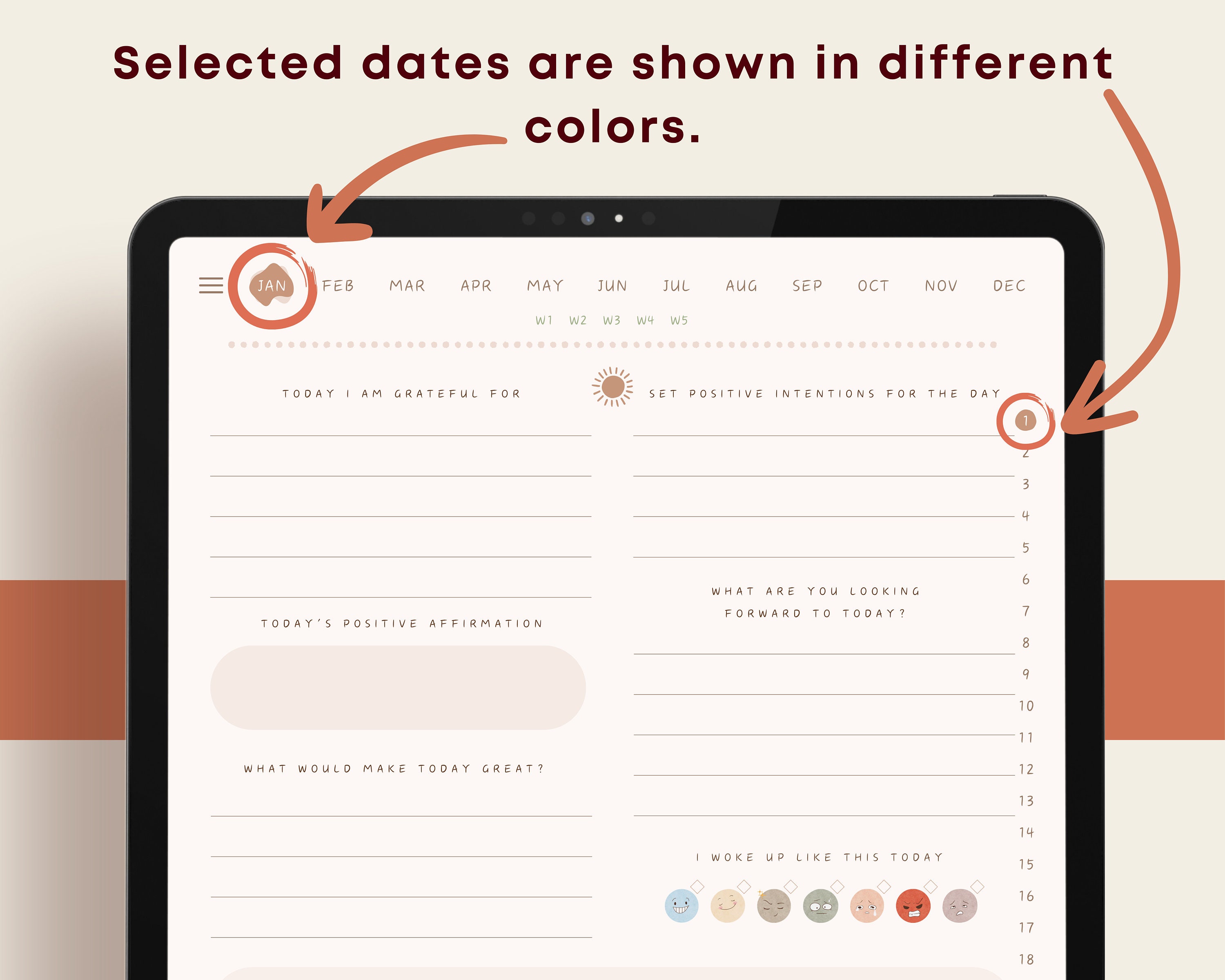 Gratitude Journal Printable Undated Hyperlinked Pages Daily iPad Pro ...