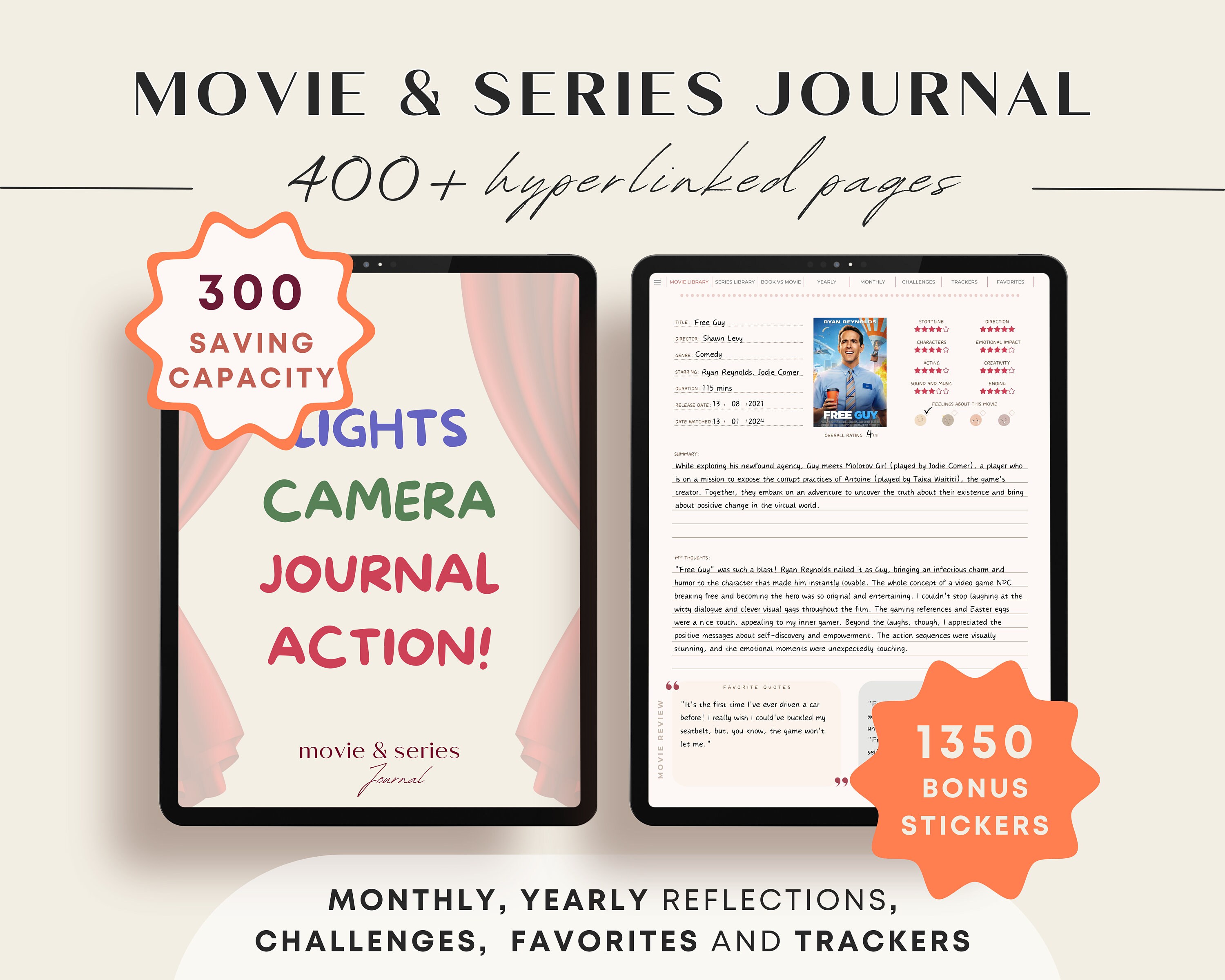 Digital Movie & Series Journal, Goodnotes Movie Planner, Movie Tracker ...