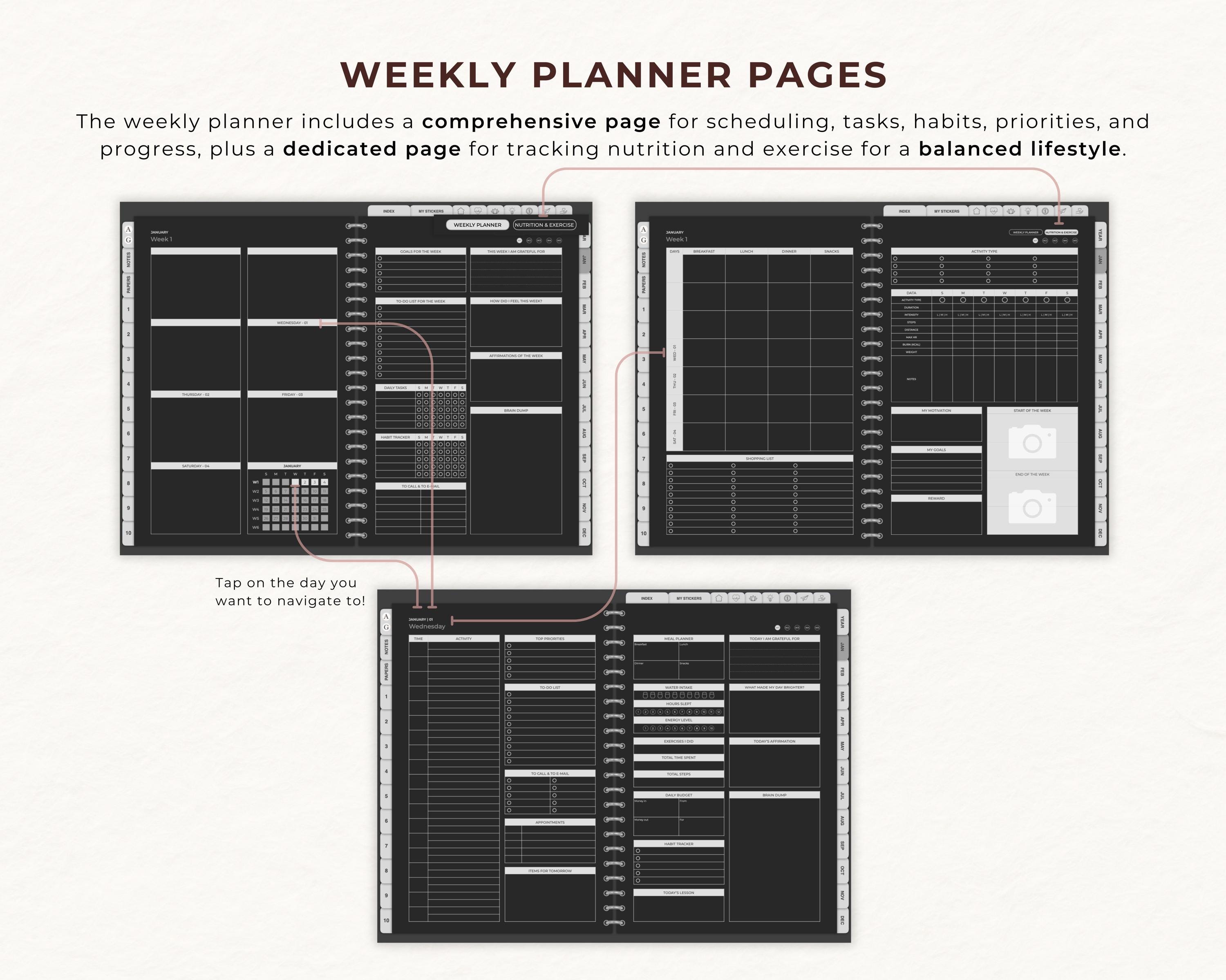 Dark Mode Digital Planner: All-in-one Life Planner, Goodnotes Template ...