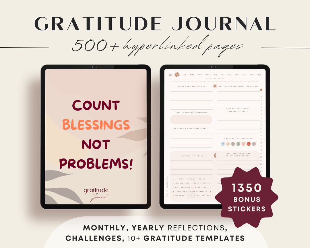 Gratitude Journal Printable Undated Hyperlinked Pages Daily iPad Pro ...