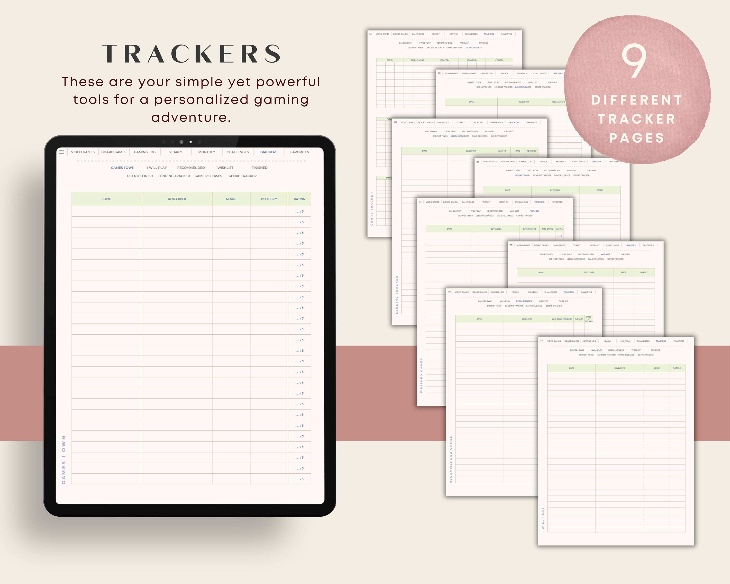 Gaming Journal for Video Games & Board Games, Digital Game Tracker With ...